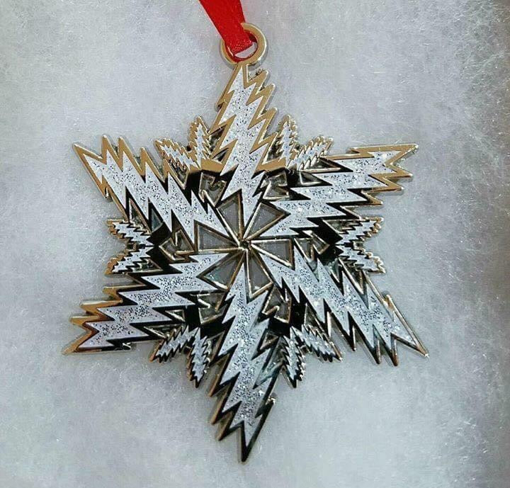 GD Bolt Snowflake Ornament - White Glitter – Pinsanity Designs